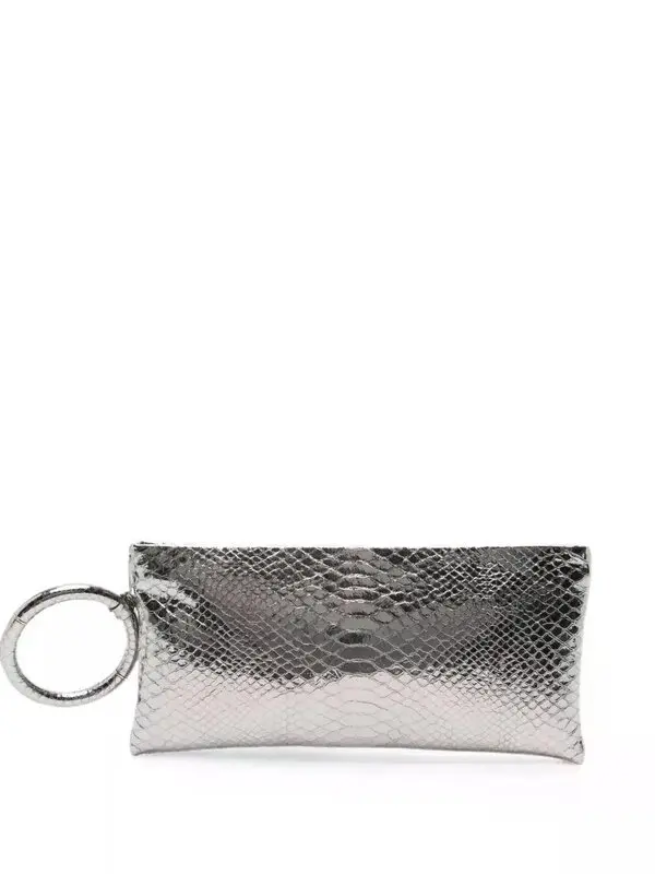 TOM FORD Laminated Snakeskin-effect Clutch Bag - Silver