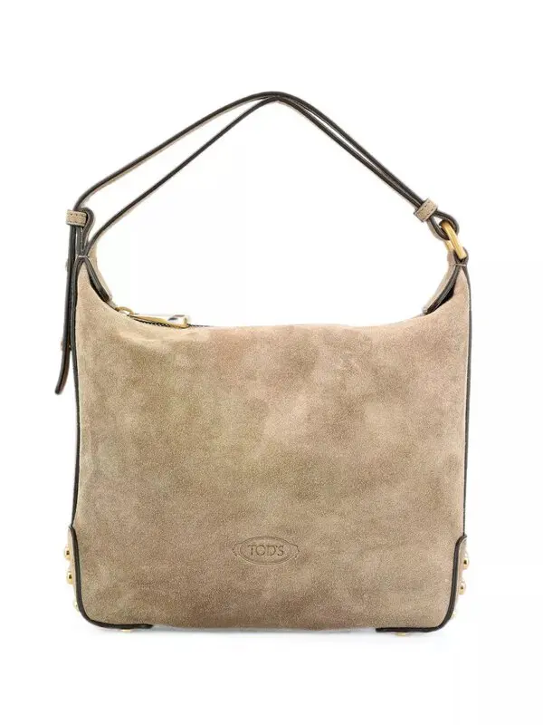 TOD'S Mini Metal Dots Suede Tote Bag - Neutrals