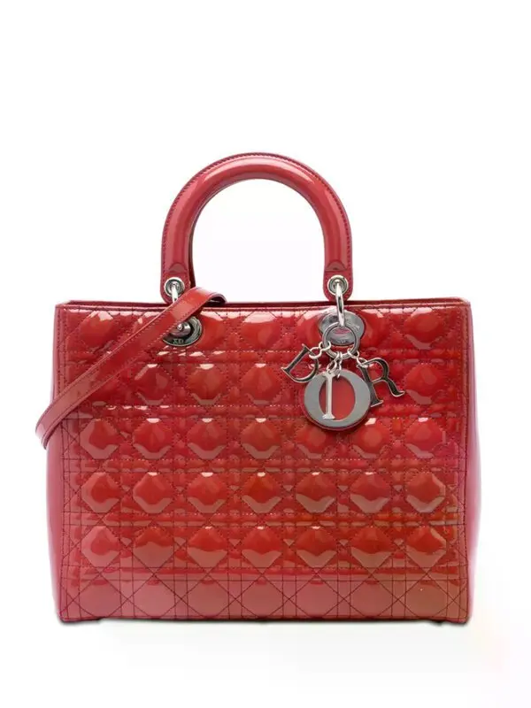 Dior 2011 Large Patent Cannage Lady Satchel - Red