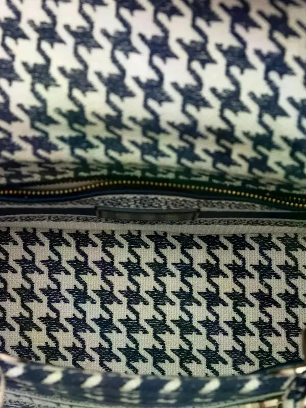 Dior 2021 Medium Embroidered Canvas Houndstooth Lady Satchel