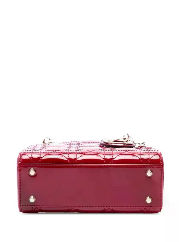 Dior Mini Patent Cannage Lady Satchel - Red