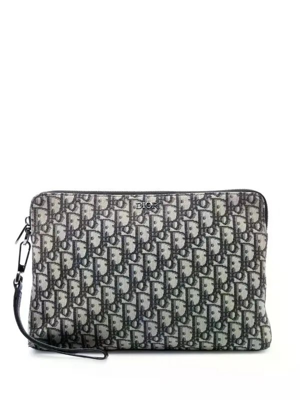 Dior 2020 Oblique Canvas A4 Zipped Pouch Clutch Bag - Black