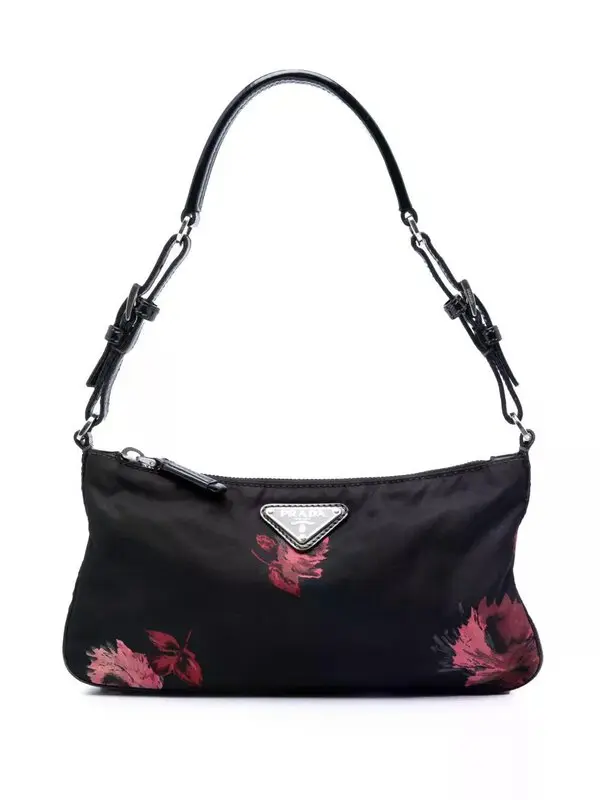 Prada 2013-2026 Tessuto Floral Stampato Pochette Shoulder Bag - Black