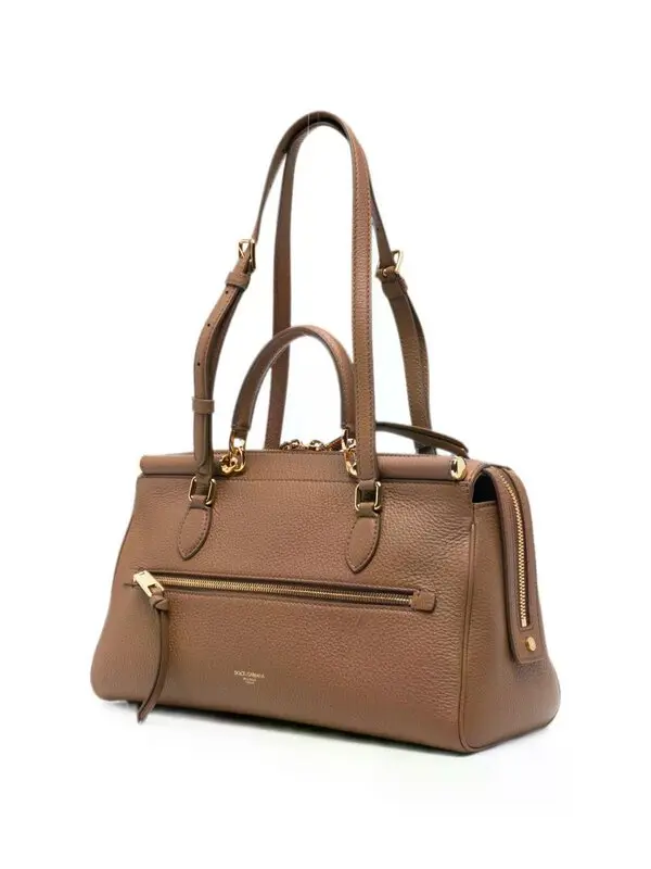 Dolce & Gabbana Logo-plaque Pebbled-leather Tote Bag