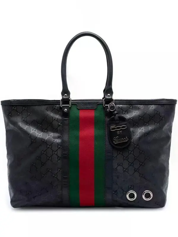 Gucci 2016-2026 Fiat 500 Large Gg Imprime Web Tote Bag - Black