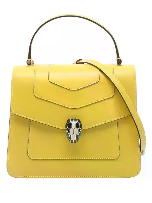BVLGARI 2010-2026 Calfskin Serpenti Forever Top Handle Bag Satchel - Yellow