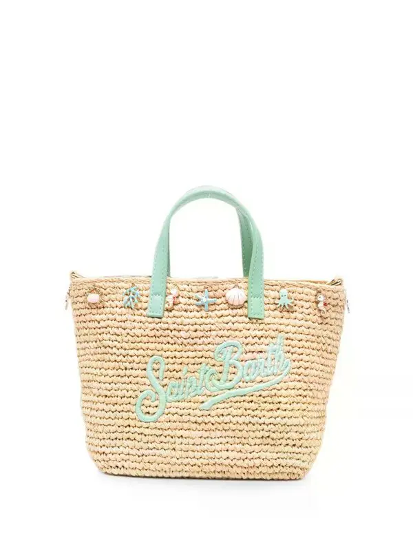 MC2 SAINT BARTH Mini Raffia City Charm-embellished Tote Bag - Neutrals