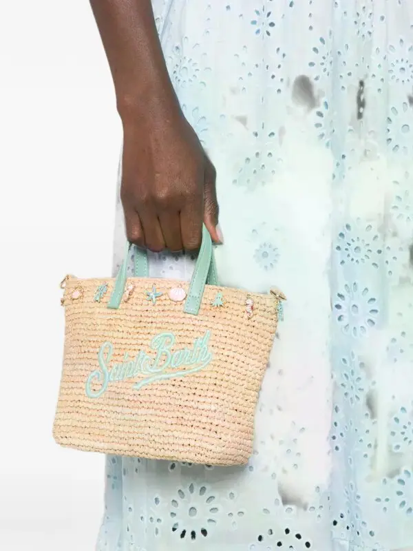 MC2 SAINT BARTH Mini Raffia City Charm-embellished Tote Bag