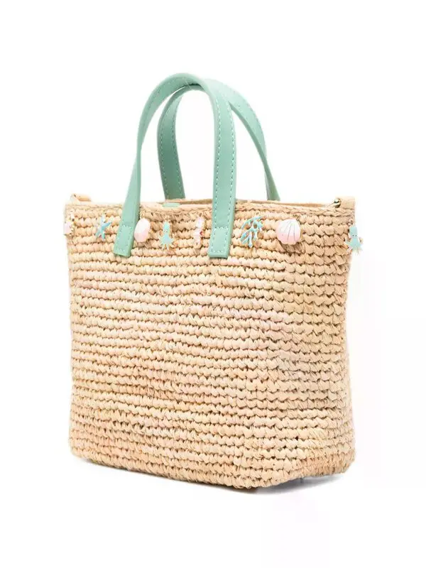 MC2 SAINT BARTH Mini Raffia City Charm-embellished Tote Bag
