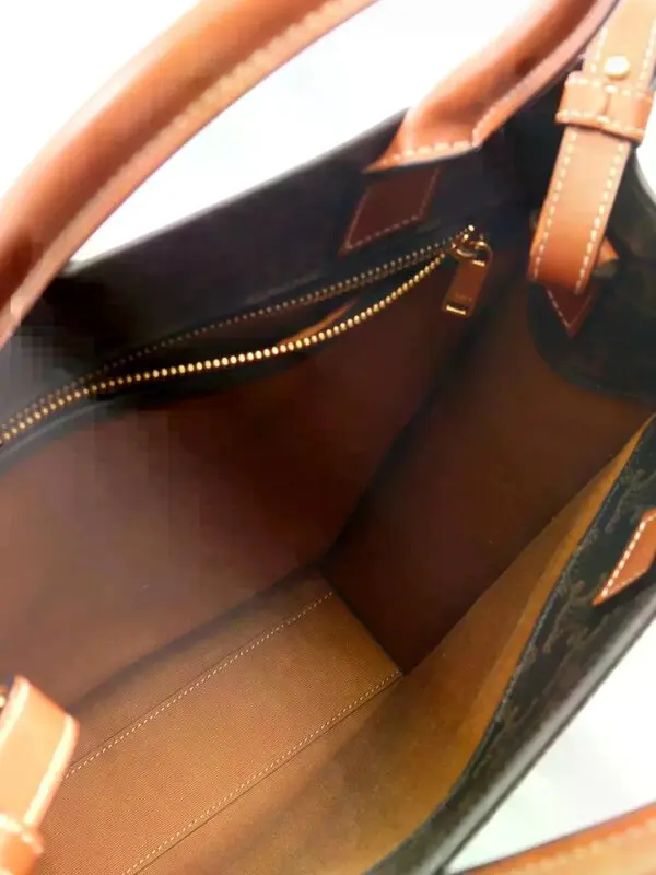 Celine 2021-2026 Small Triomphe Coated Canvas Vertical Cabas Tote Satchel