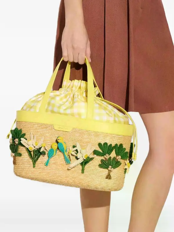 AQUAZZURA Birdsong Raffia Tote Bag