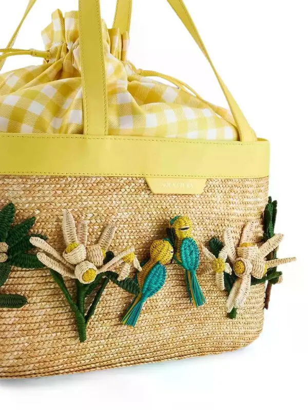 AQUAZZURA Birdsong Raffia Tote Bag