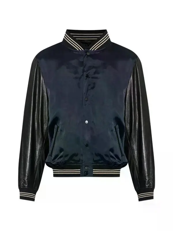 ALLSAINTS Taishi Bomber Jacket With Striped Ribbing - Blue