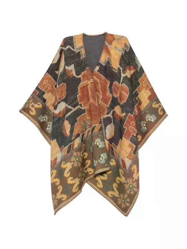 PIERRE-LOUIS MASCIA Pancake Abstract-pattern Blanket-stitch Cape