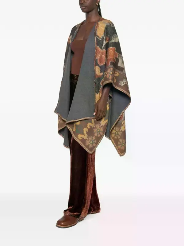 PIERRE-LOUIS MASCIA Pancake Abstract-pattern Blanket-stitch Cape