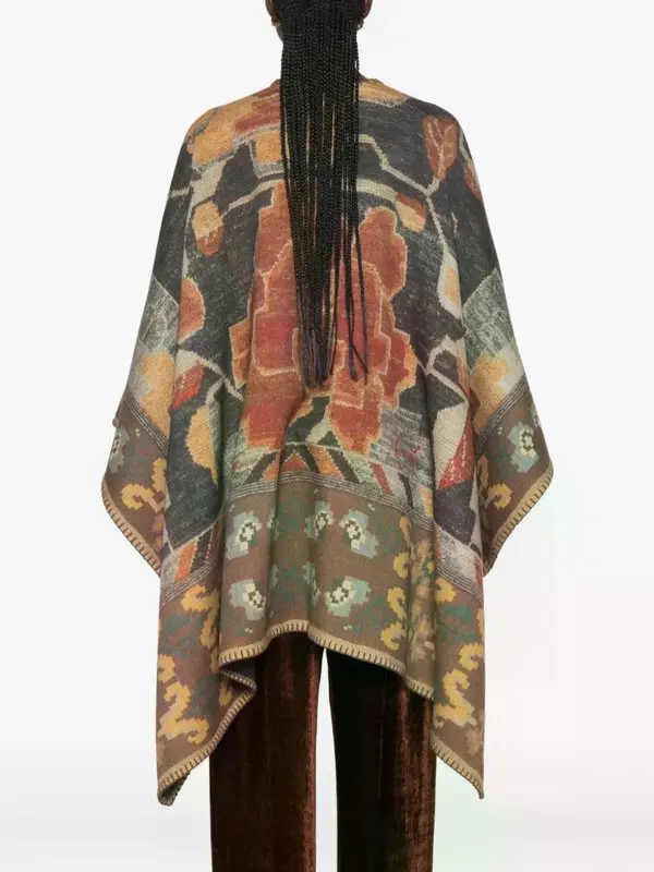 PIERRE-LOUIS MASCIA Pancake Abstract-pattern Blanket-stitch Cape