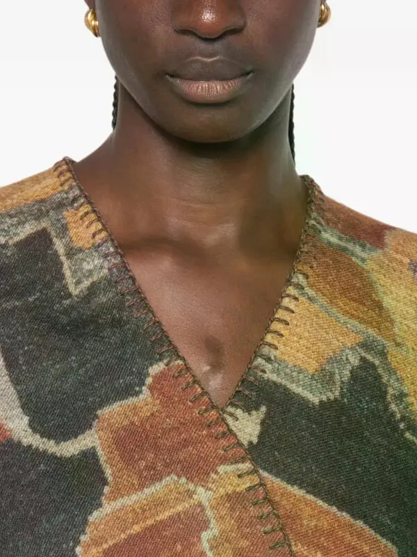 PIERRE-LOUIS MASCIA Pancake Abstract-pattern Blanket-stitch Cape