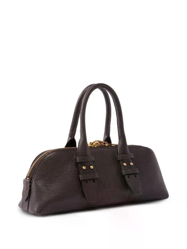Pinko Love Birds Leather Tote Bag - Brown