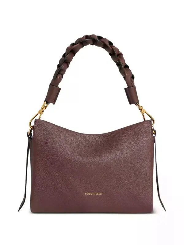 COCCINELLE Boheme Braided Leather Shoulder Bag - Brown