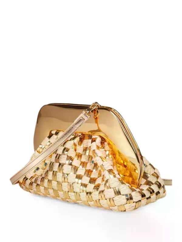 THEMOIRE Tia Woven Clutch Bag - Gold