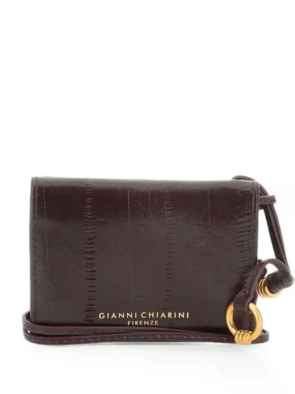 GIANNI CHIARINI Eel-effect Leather Card Holder - Red