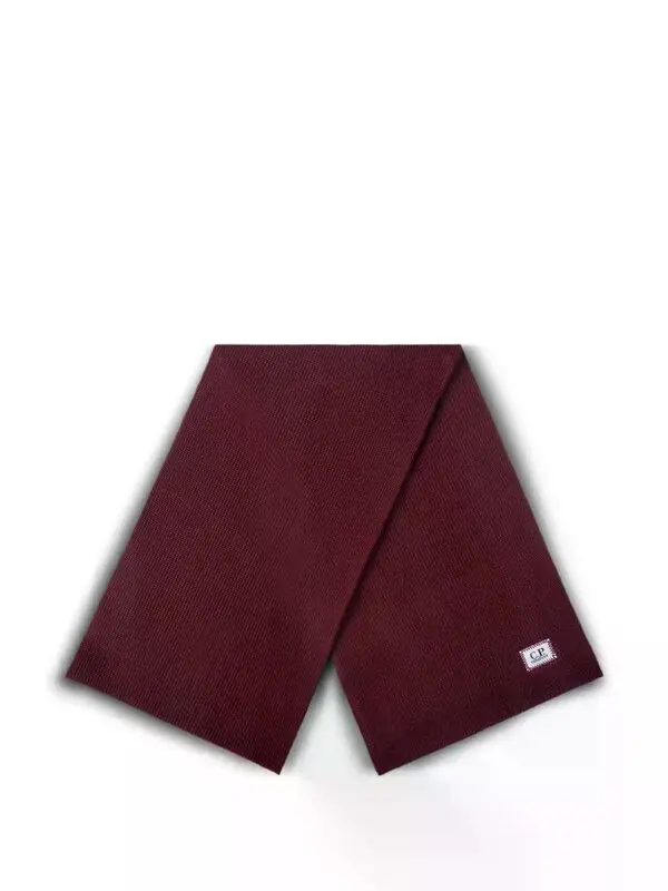 C.P. COMPANY Ribbed-knit Logo-patch Scarf - Red