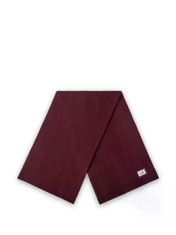 C.P. COMPANY Ribbed-knit Logo-patch Scarf - Red