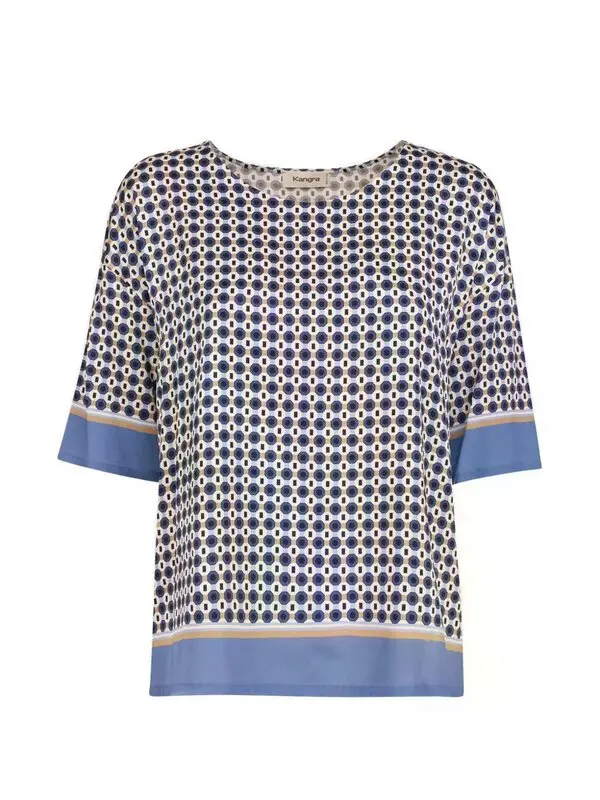 KANGRA Crew-neck Micro-print Blouse