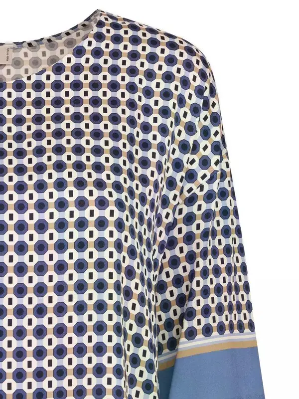 KANGRA Crew-neck Micro-print Blouse