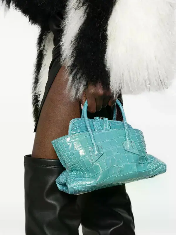 Attico Mini La Passeggiata Croc-effect Tote Bag - Blue