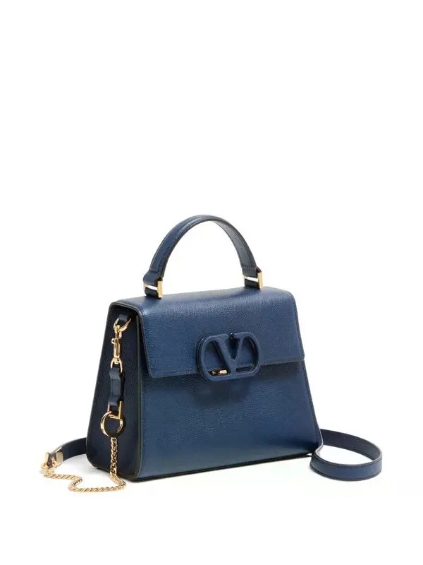 Valentino Garavani Vsling Small Handbag In Grainy Calfskin - Blue