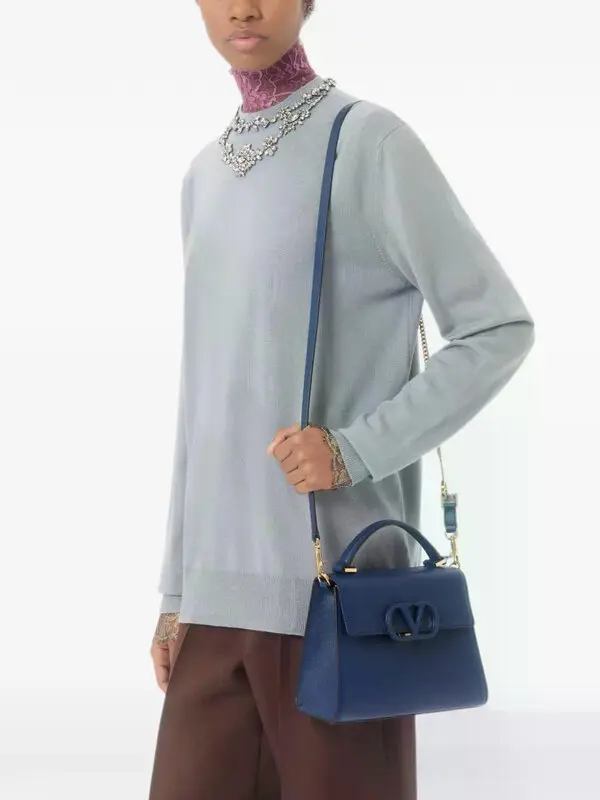 Valentino Garavani Vsling Small Handbag In Grainy Calfskin - Blue