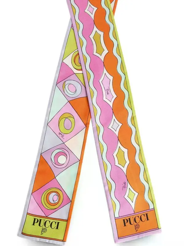 Emilio Pucci Occhi Mixed-print Silk Twill Scarf
