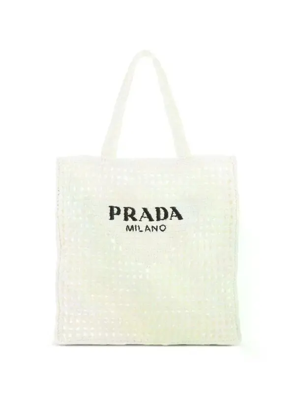 Prada Raffia Tote Bag - White
