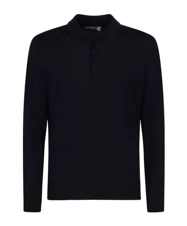 Canali Ribbed Wool Polo Shirt