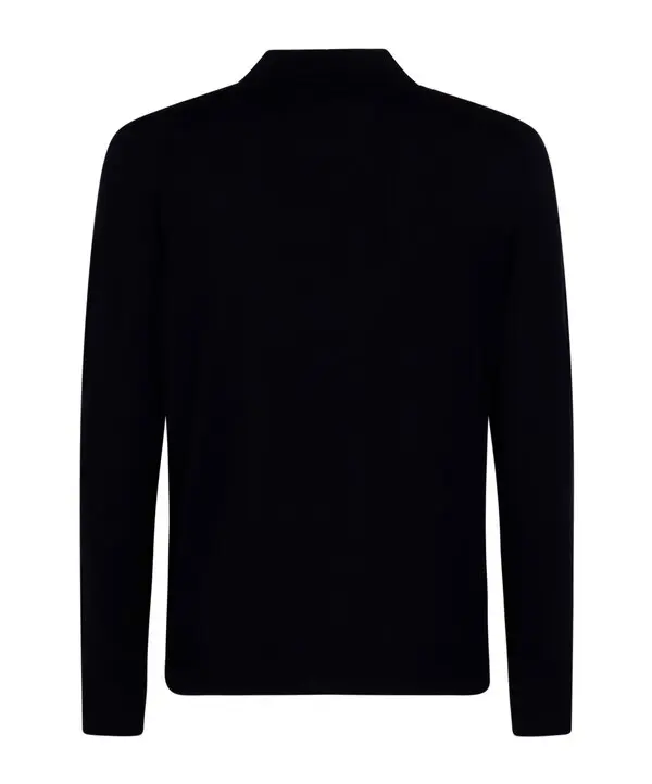 Canali Ribbed Wool Polo Shirt