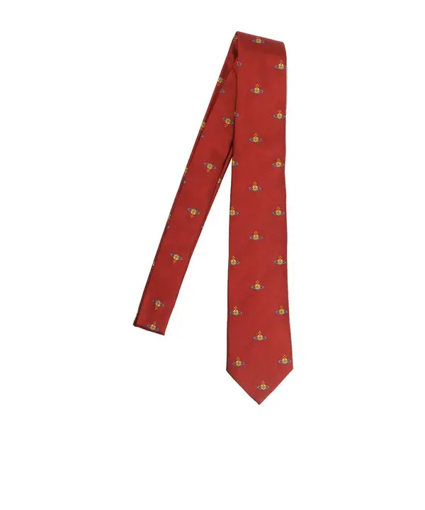 VIVIENNE WESTWOOD Orb-embroidered Tie - Red