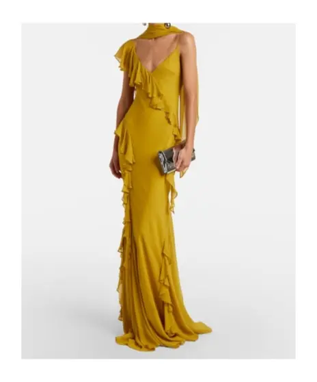 DE LA VALI Mayara Ruffled Georgette Gown