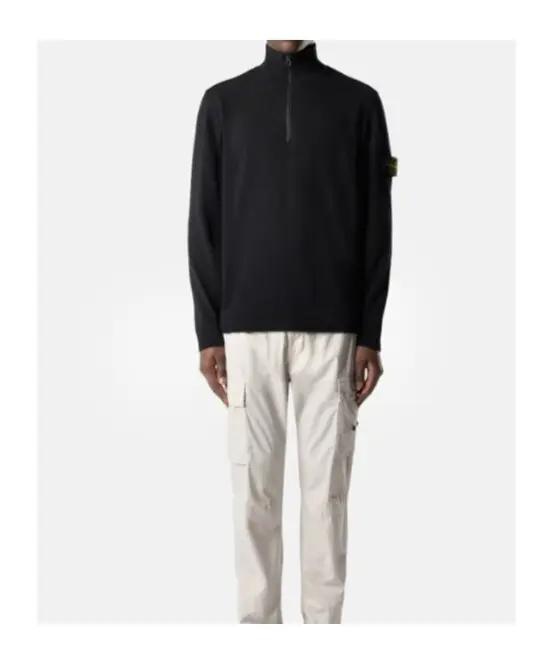 Stone Island Compass-patch Zip-neck Sweater