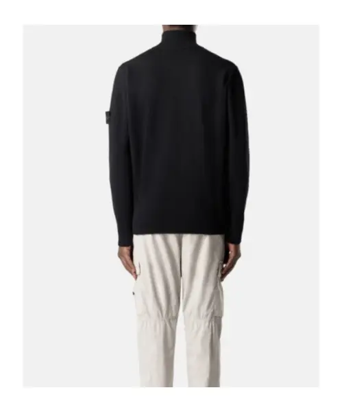Stone Island Compass-patch Zip-neck Sweater