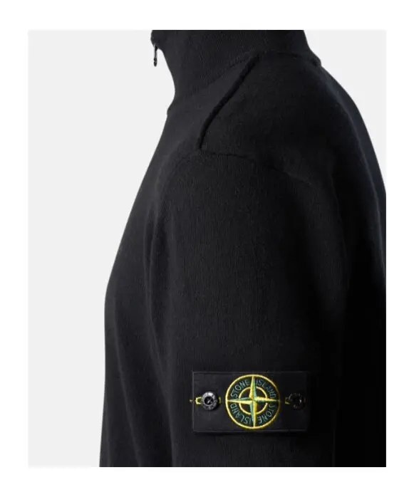 Stone Island Compass-patch Zip-neck Sweater