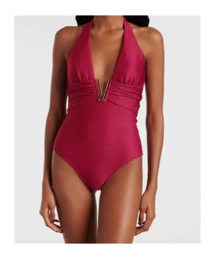 Heidi Klein Cassis Halterneck Ruched Swimsuit