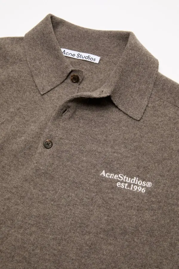 Acne Studios Long-sleeved Knitted Polo Shirt - Brown Blend