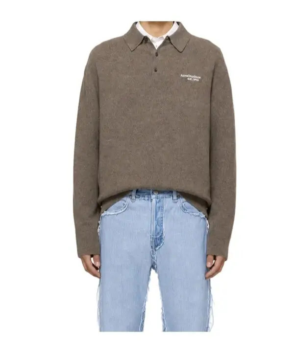 Acne Studios Long-sleeved Knitted Polo Shirt - Brown Blend