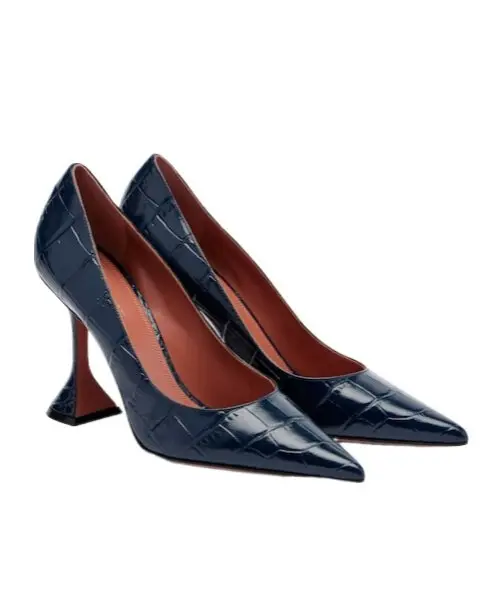 Amina Muaddi Crocodile Print High Heels - Black