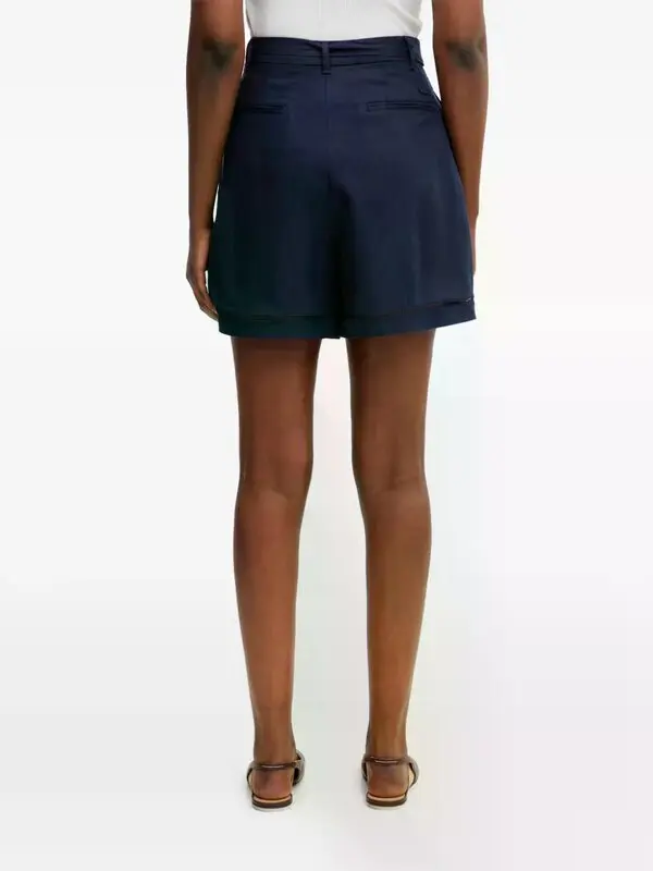 Lacoste Belted Pleated Shorts With Tonal Logo Embroidery