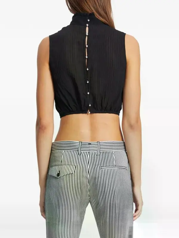 ANN DEMEULEMEESTER Light Cotton Dobby Strip Cropped Top