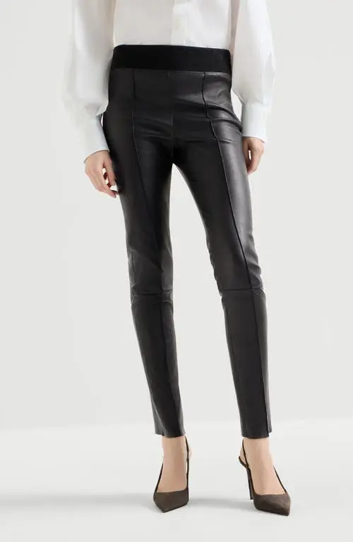 Brunello Cucinelli Stretch Nappa Leather Leggings - Black