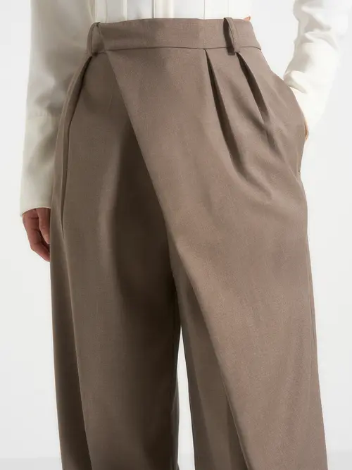 Manière De Voir Colette Draped Wrap Front Pleated Wide-leg Trousers