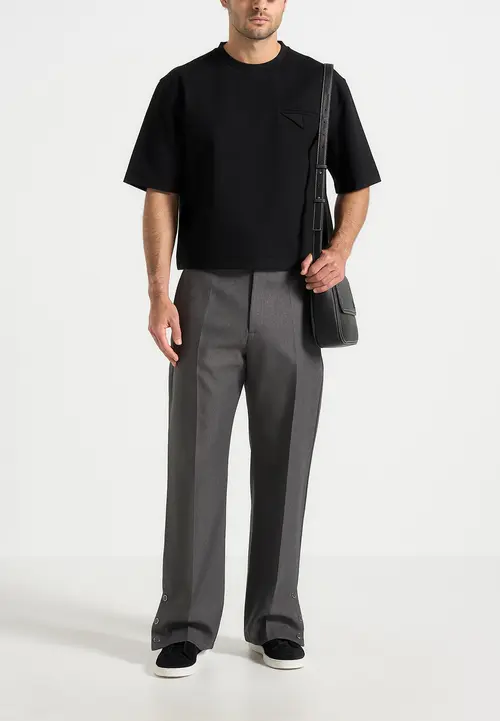 Manière De Voir Boris Wide Leg Tailored Trousers With Button Cuff